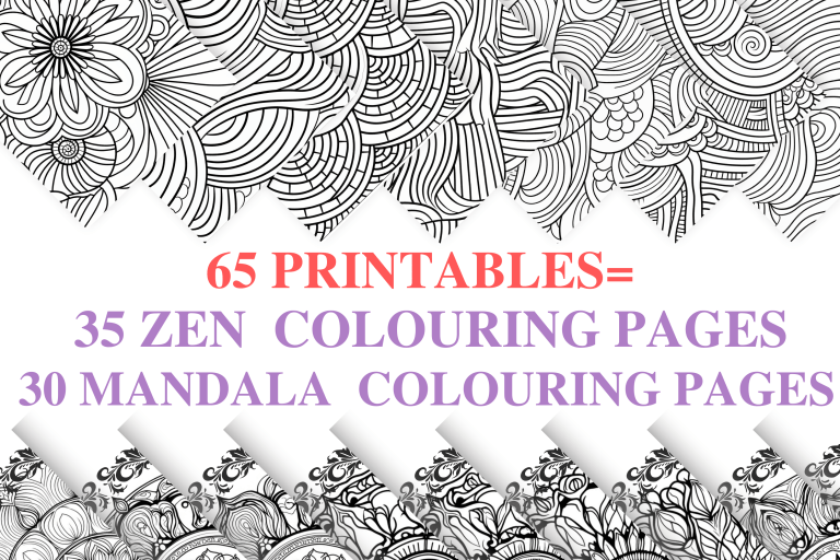 Zen Colouring Pages for Adults – 35+30 =65 Printable Sheets ...